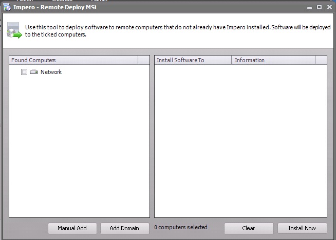 Impero Deploy MSI issue, not finding Network |﻿ Network and Classroom Management