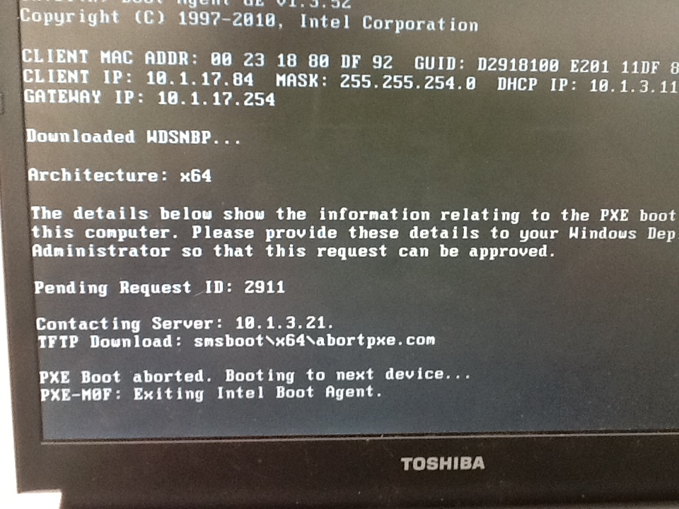 PXE boot issue |﻿ Windows Server 2008 R2