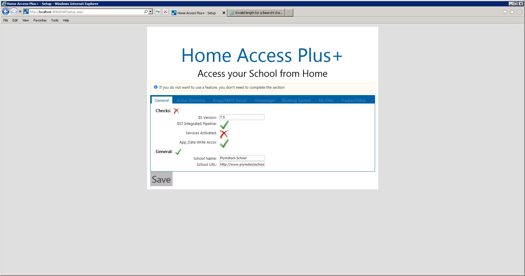 HAP Error |﻿ Home Access Plus+