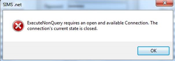 SIMS 'ExecuteNonQuery' error - Help! |﻿ MIS Systems