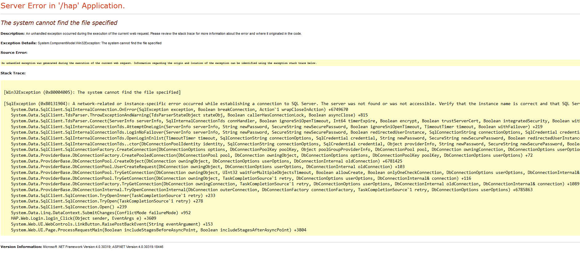 SQL Connection Error after changing SQL instance name - Home Access ... SQL Connection Error after changing SQL instance name - Home Access ...