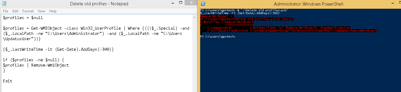 Script to delete user profiles |﻿ Windows