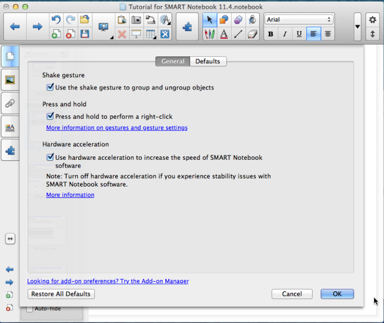 Smart Notebook 11.4 (mac) not rendering page content after restore from backup |﻿ Mac