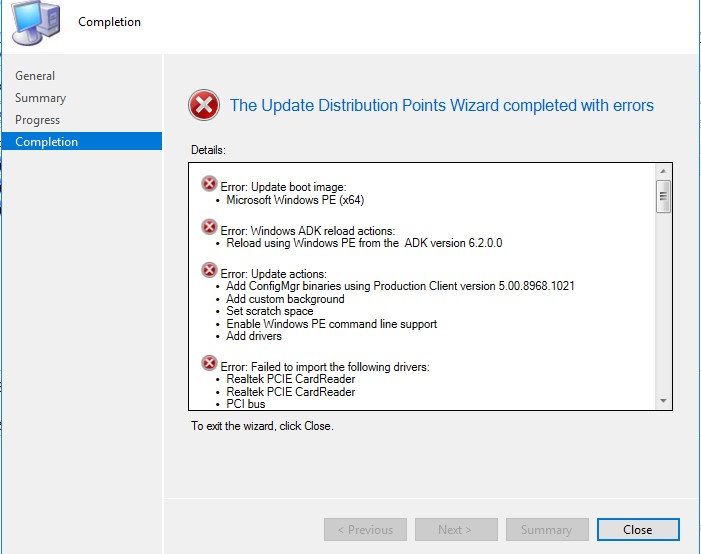 Updating Boot image failed in SCCM |﻿ O/S Deployment