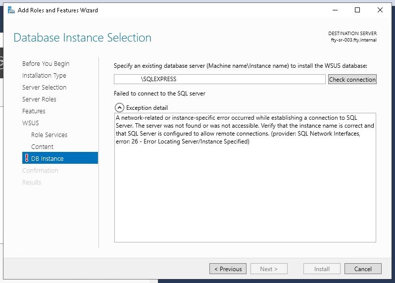 Installing WSUS with SQL |﻿ Learning Network Manager