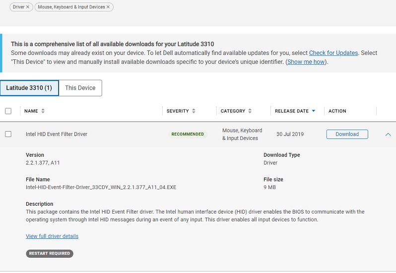 Dell Lat 3310 - Touchpad |﻿ Windows 10