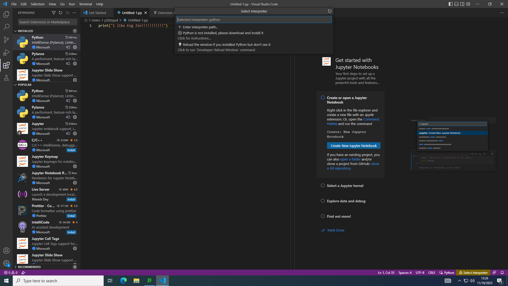 Visual Studio Code - Students can't see Python interpreters - Educational Software - EduGeek.net