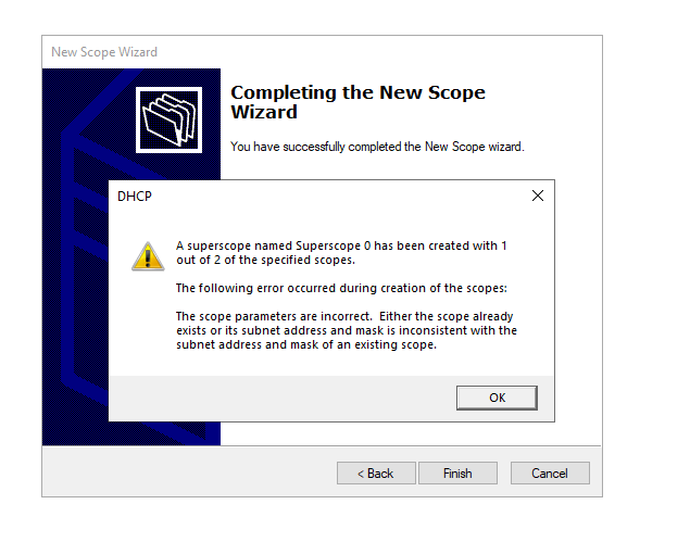 Creating Dhcp Scope Scope Parameters Are Incorrect  Windows Server 2019